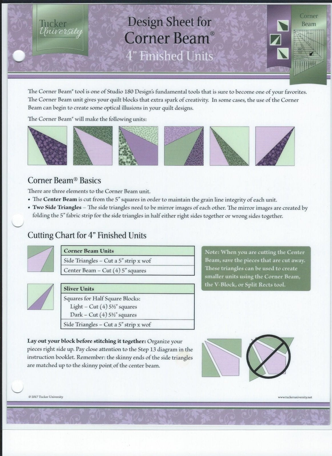 Tucker University Corner Beam Design Sheet | QUILT STITCHES - Beatrice ...